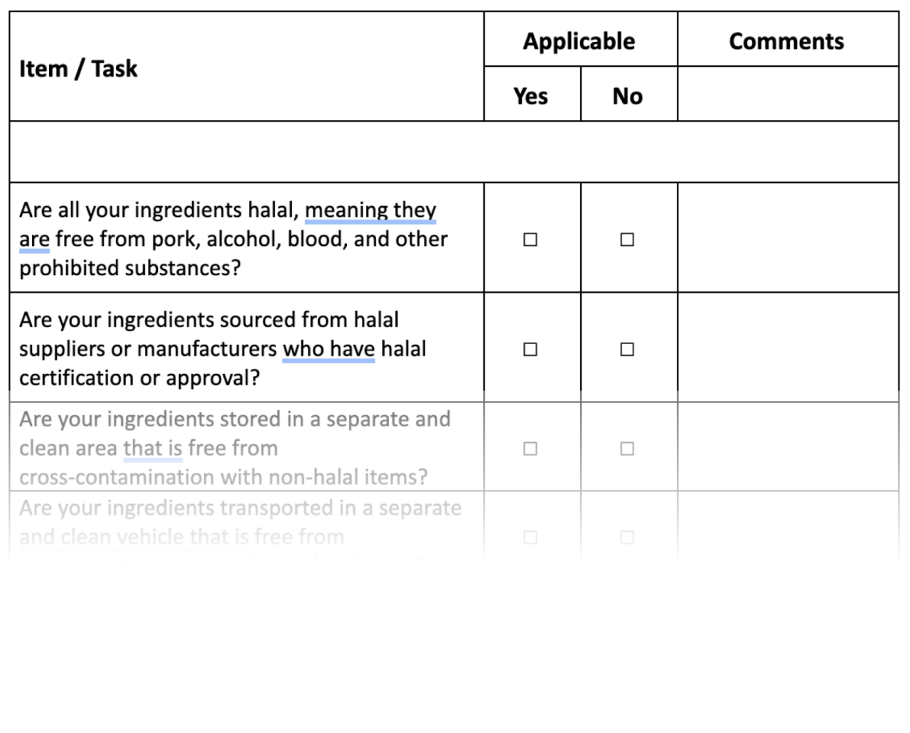 Halal Checklist for Certification - American Halal Foundation