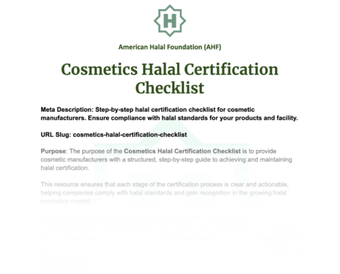 Cosmetics Halal Certification Checklist - American Halal Foundation